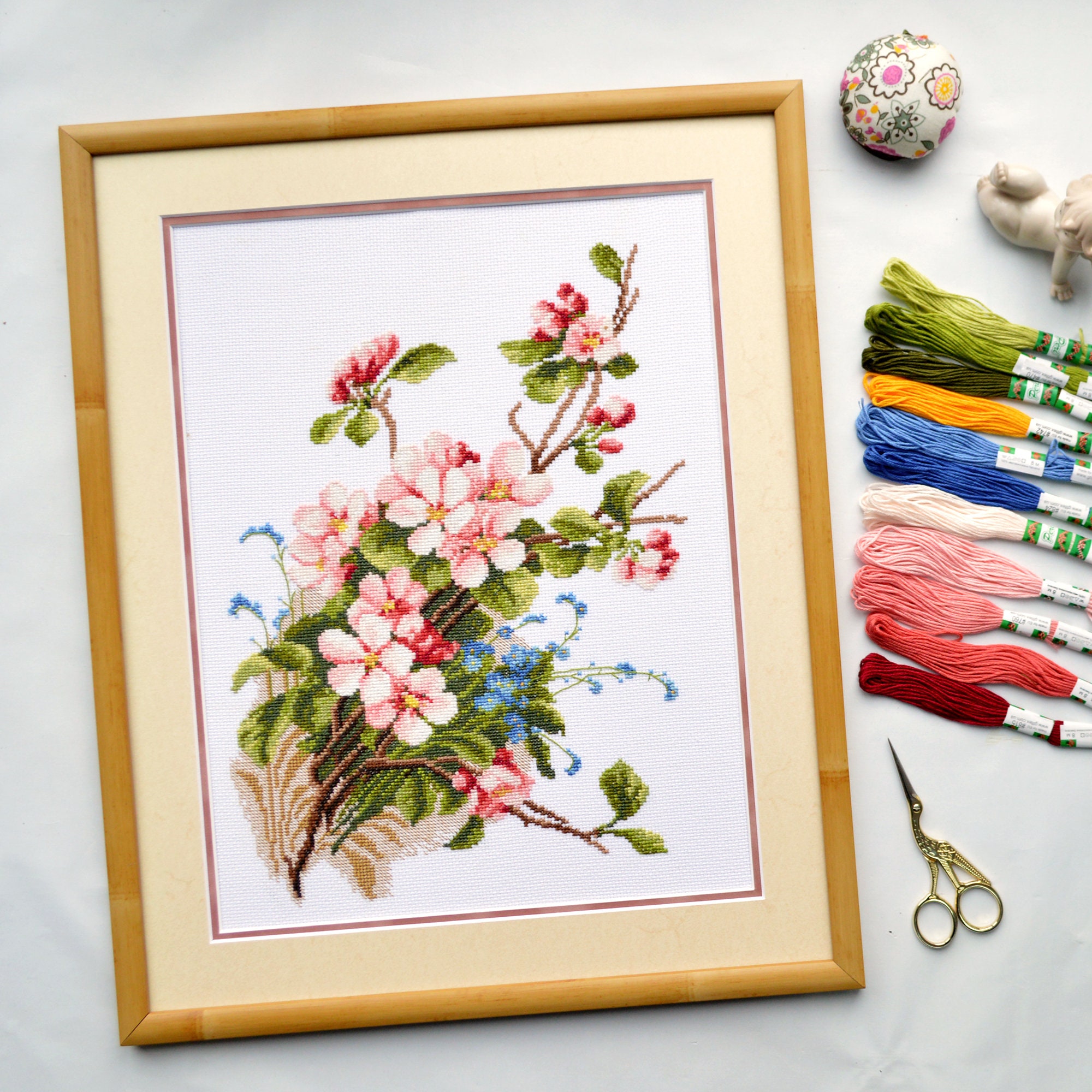 Cherry Blossom Cross Stitch Counted Pattern Spring Flowers - Etsy
