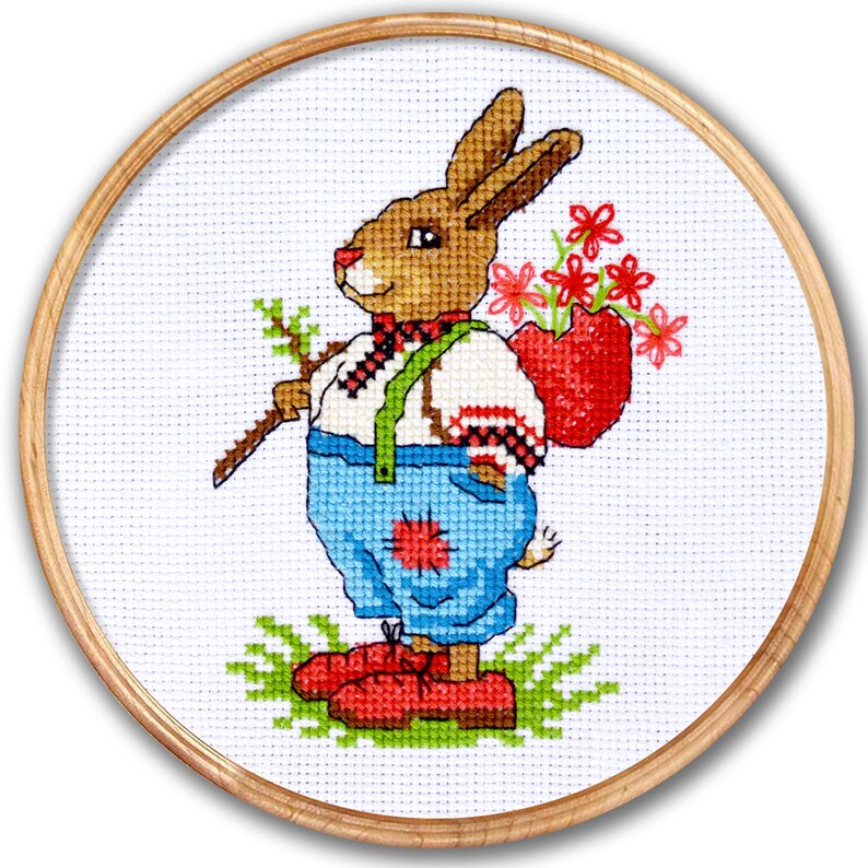 Cartoon Rabbit Cross Stitch Counted Pattern Spring Bunny - Etsy