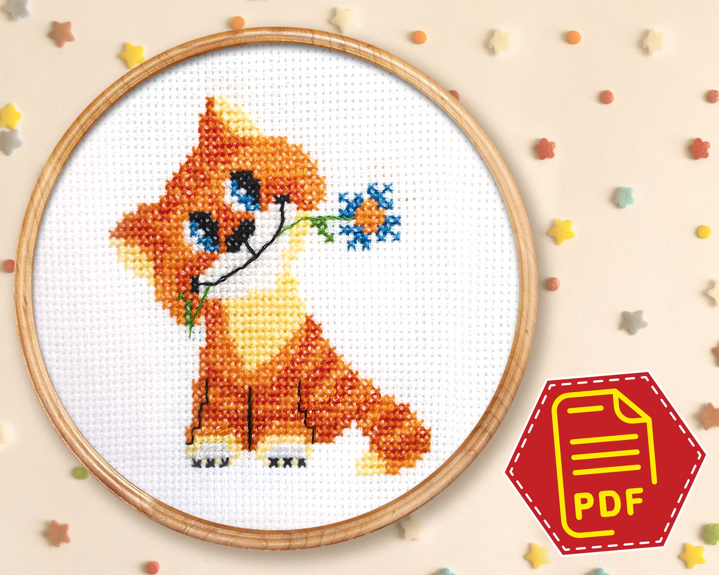 Orange Cat Cross Stitch Counted Pattern Animal Embroidery | Etsy