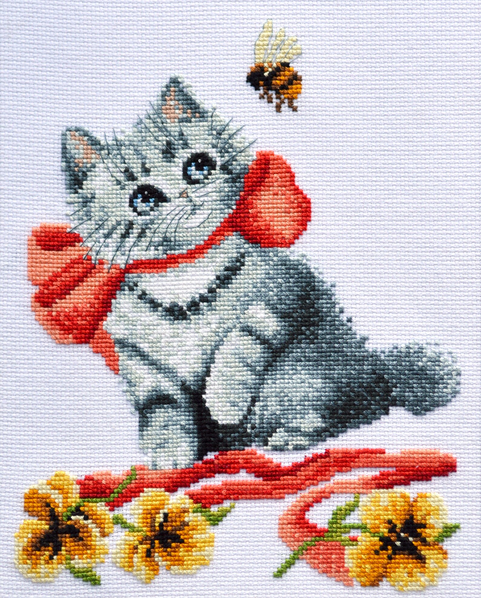 Kitten cross stitch kit Animal embroidery kit | Etsy