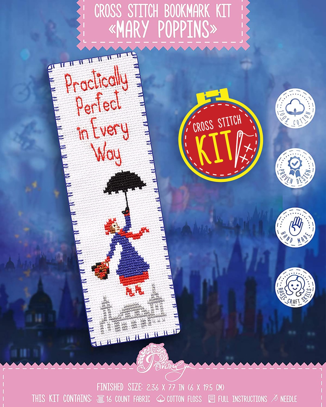Movie Cross Stitch Bookmark Kit 'practically Perfect in Every Way ...