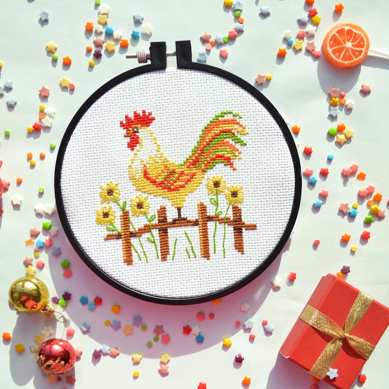 Rooster Cross Stitch Counted Pattern "cockerel", Cute Farm Animals ...