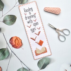 Reading is Dreaming With Open Eyes Bookmark Cross Stitch Pattern With ...