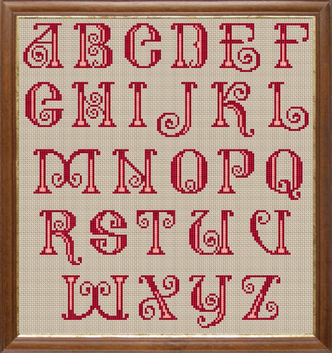ABC Alphabet Cross Stitch Pattern Large Letters Embroidery Design for ...