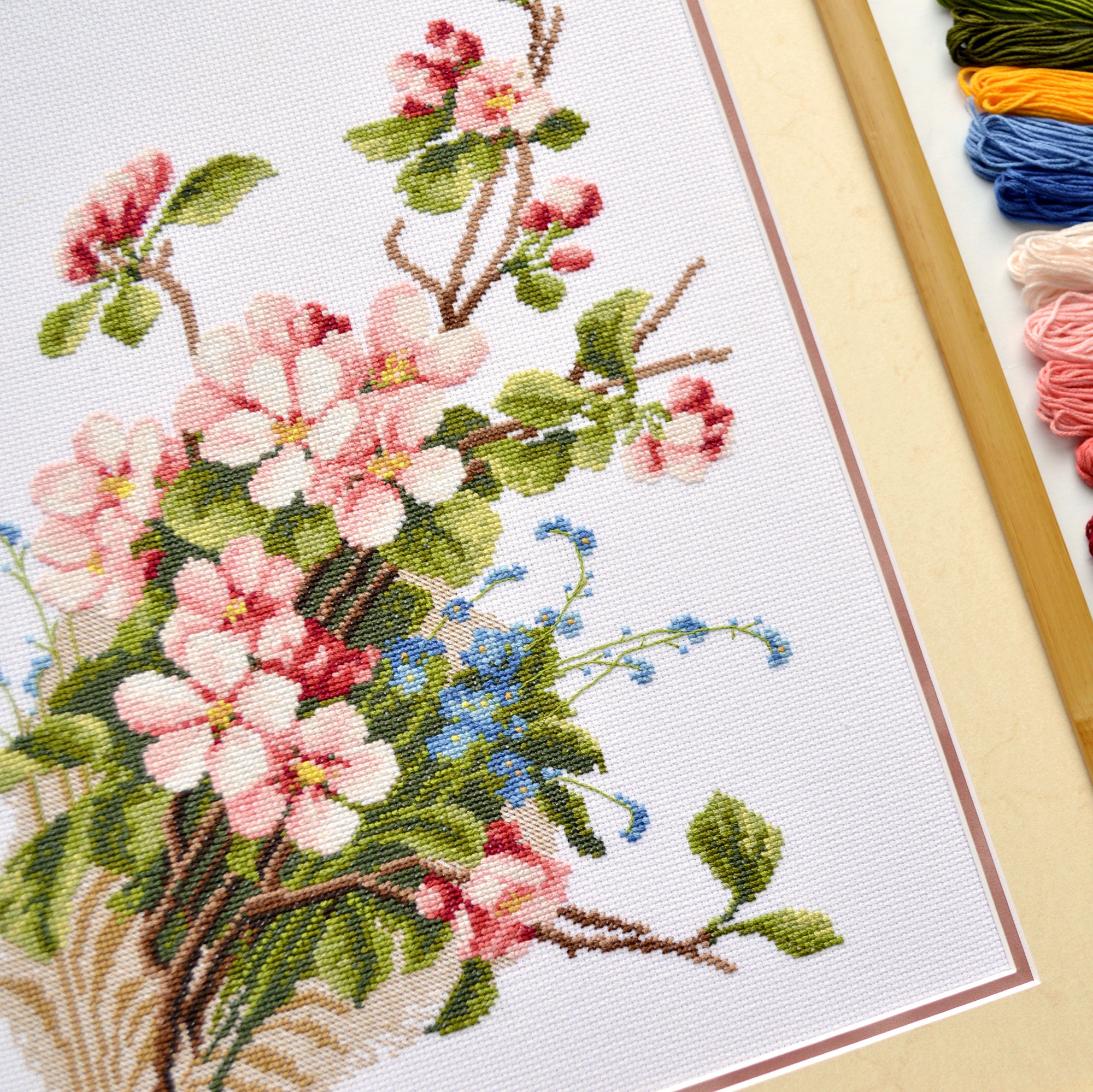 Cherry Blossom Cross Stitch Counted Pattern Spring Flowers - Etsy