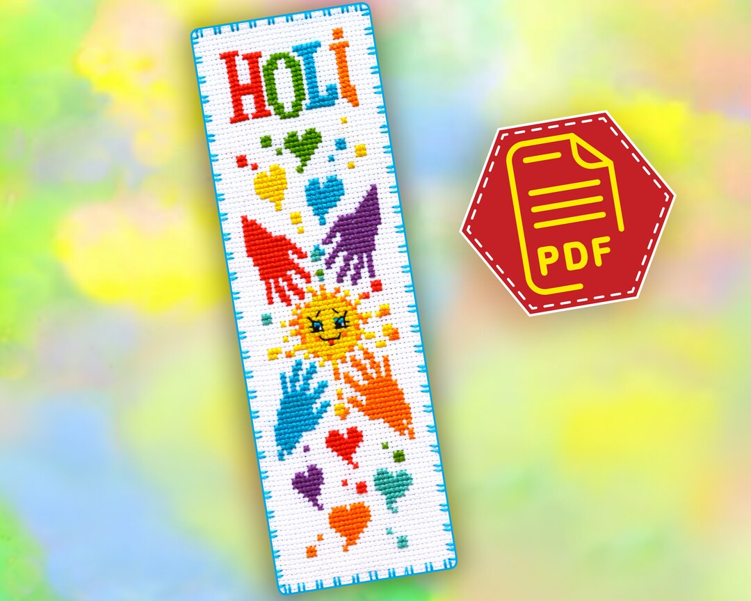 Holi Counted Cross Stitch Pattern Festival of Colours Bookmark ...