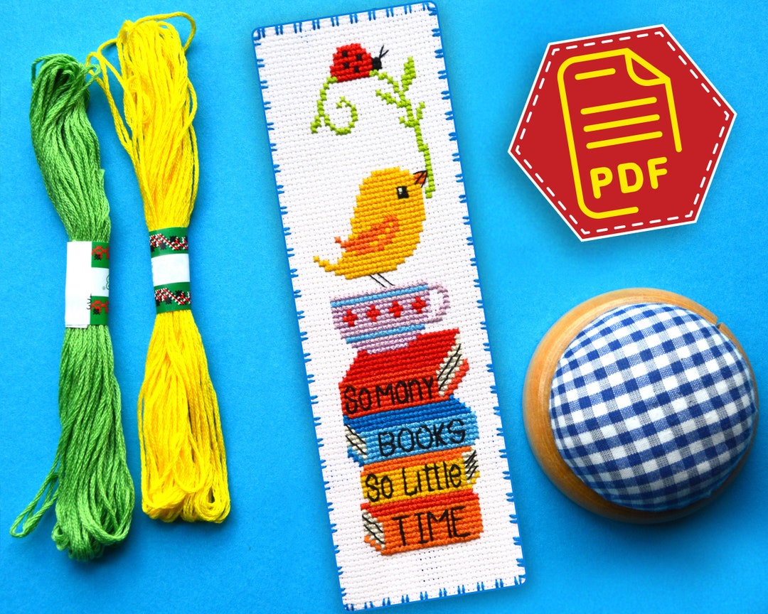 Cute Bird Bookmark Cross Stitch Pattern in PDF, Quote Embroidery Design ...