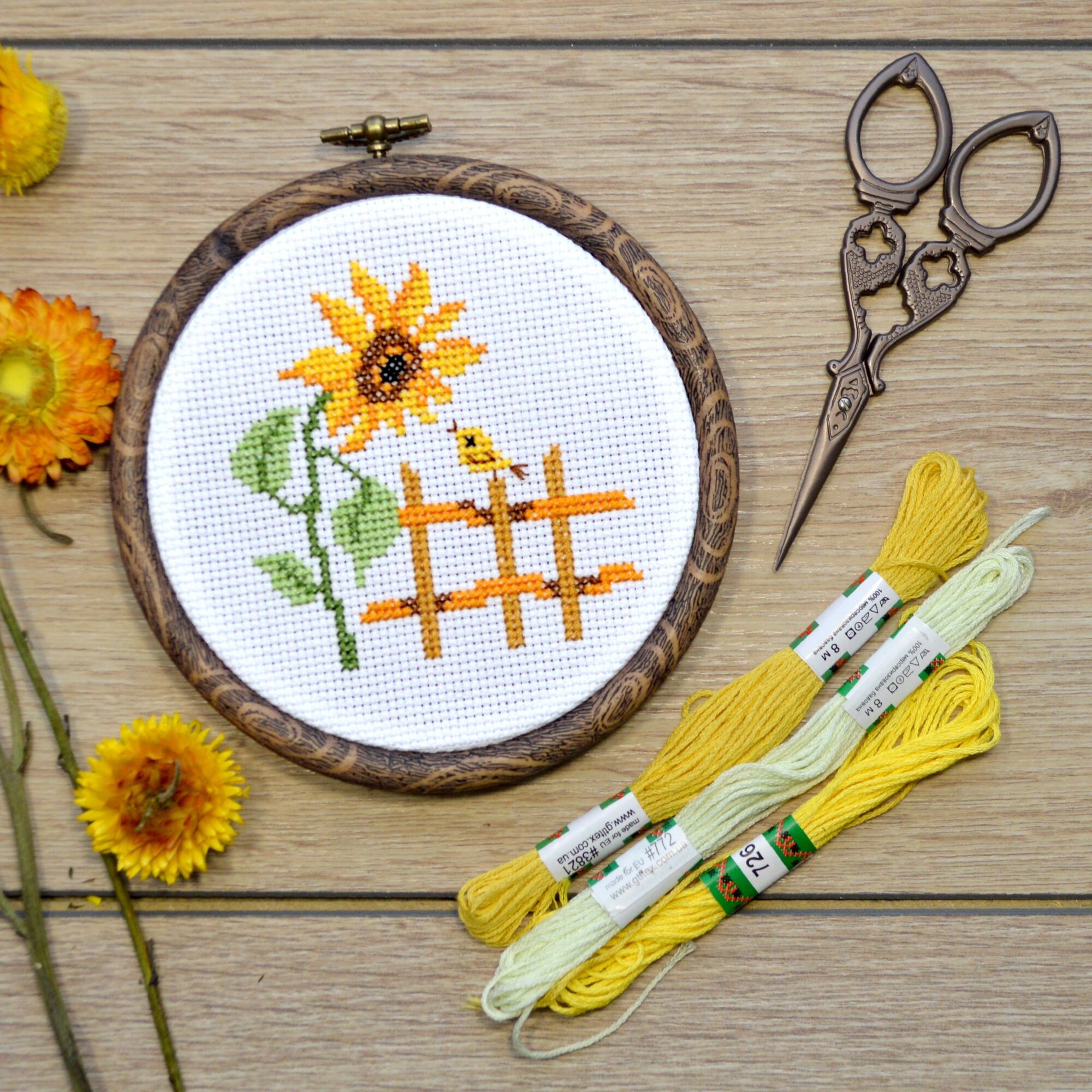 Summer flower cross stitch kit Sunflower Beginners embroidery | Etsy
