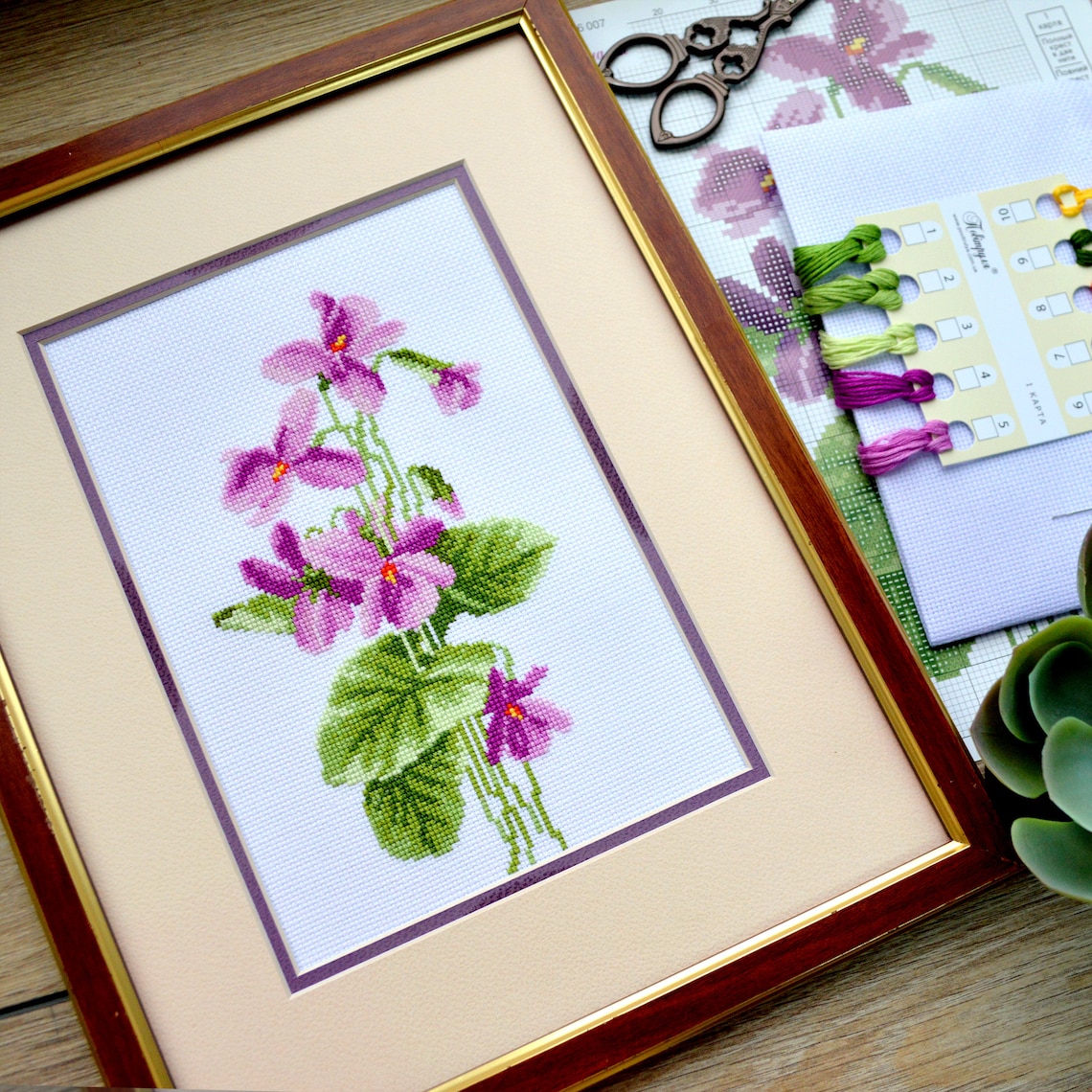 Purple Violets Cross Stitch Pattern Spring Flowers Embroidery - Etsy
