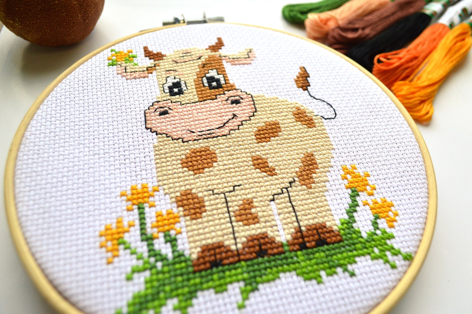 Cute Cow Cross Stitch Counted Pattern Baby Animal Embroidery - Etsy
