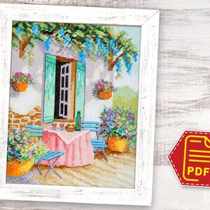 Cute Flower Garden Cross Stitch Pattern Summer Landscape | Etsy