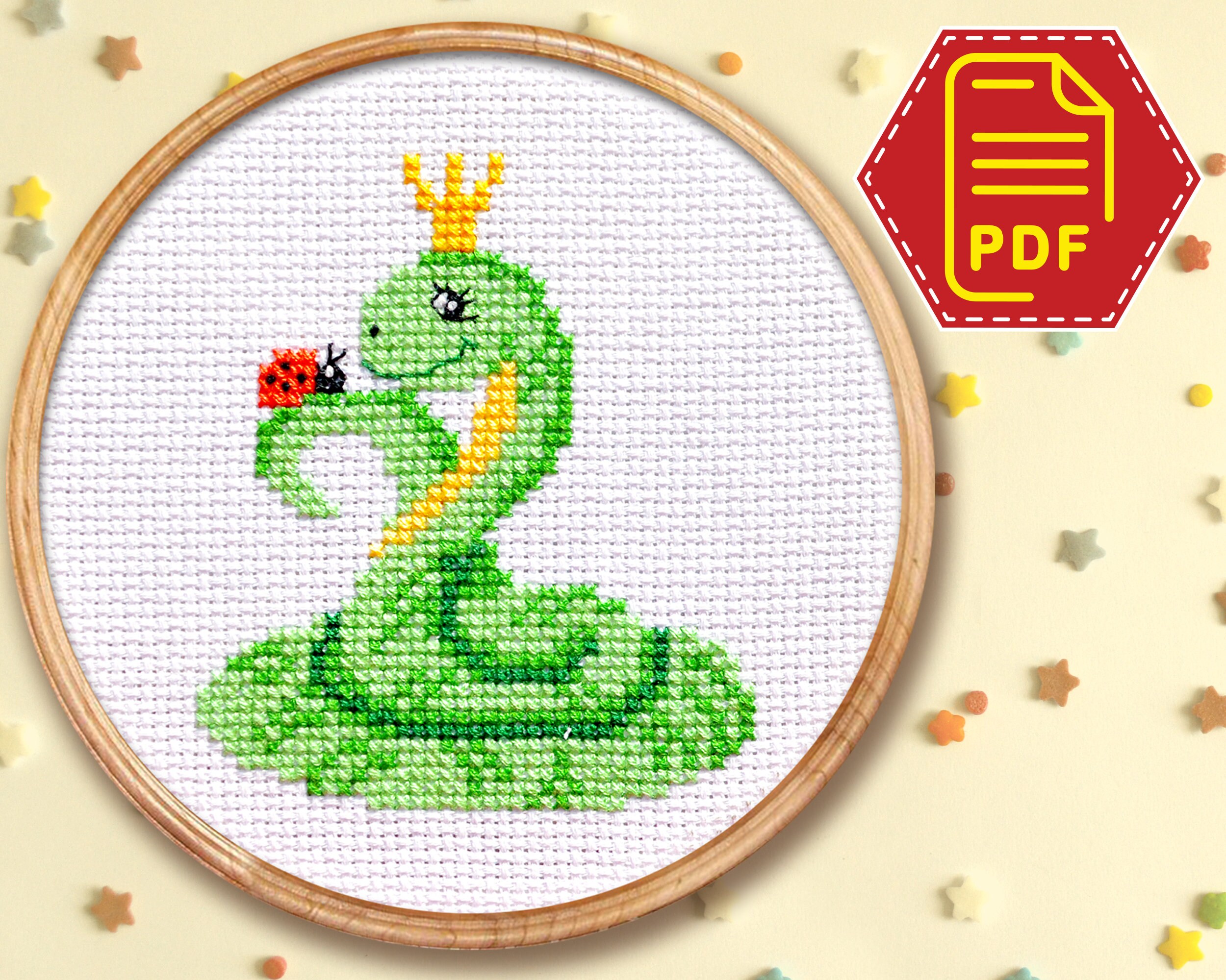 Cute Snake Cross Stitch Counted Pattern Beginners Embroidery | Etsy