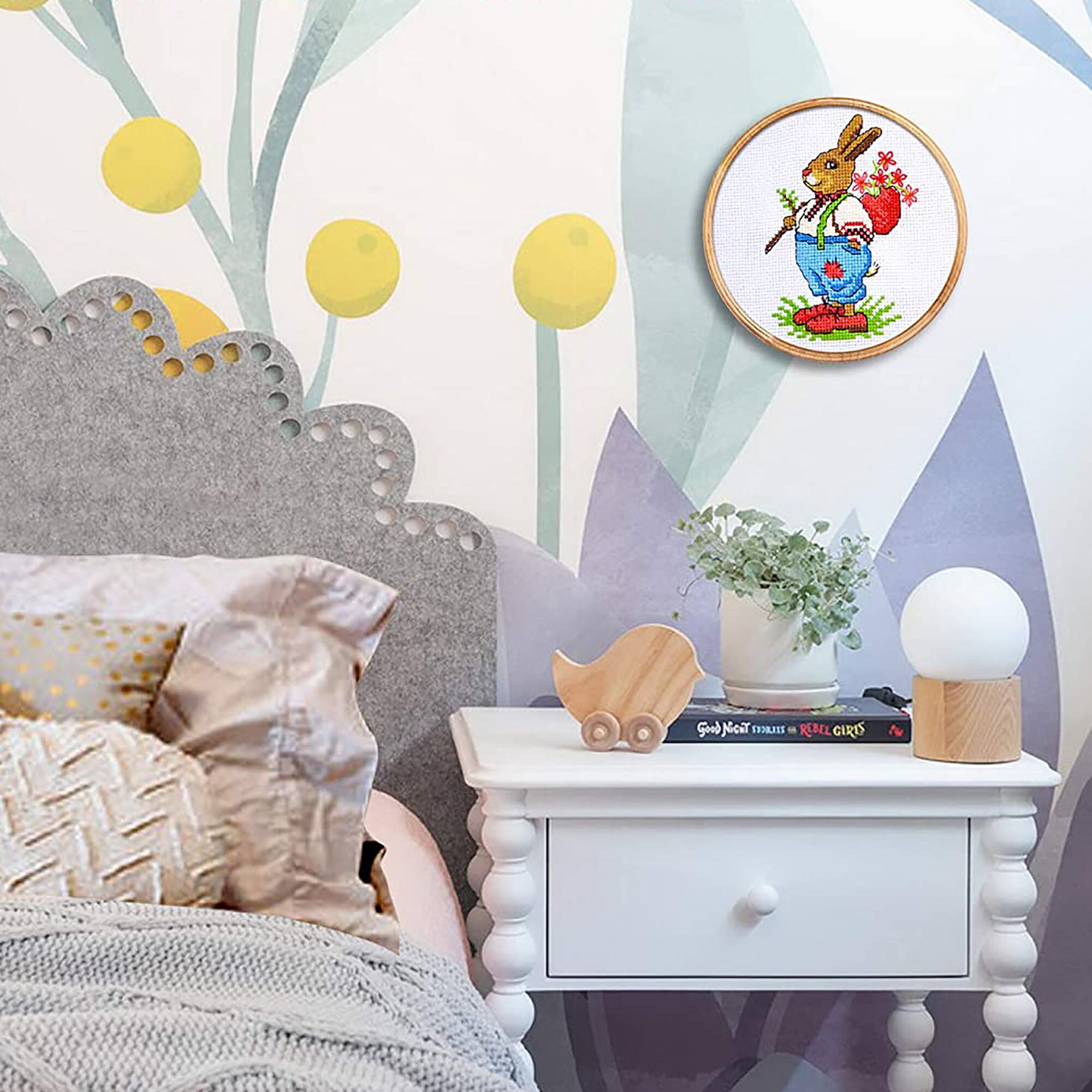 Cartoon Rabbit Cross Stitch Counted Pattern, Spring Bunny Embroidery ...