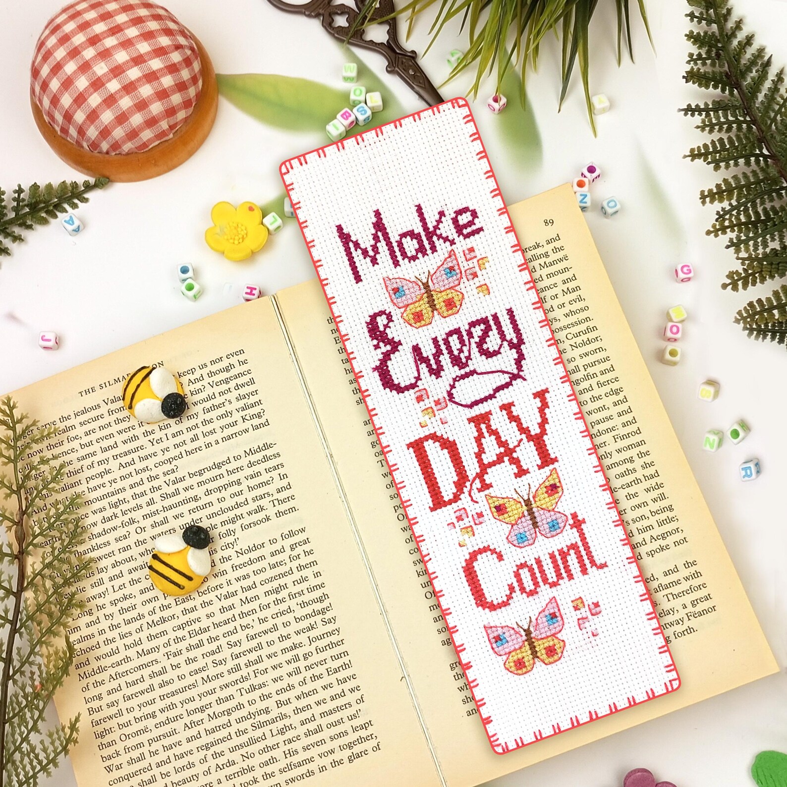 Bookmark Cross Stitch Pattern 'make Every Day Count' Inspired Quote ...