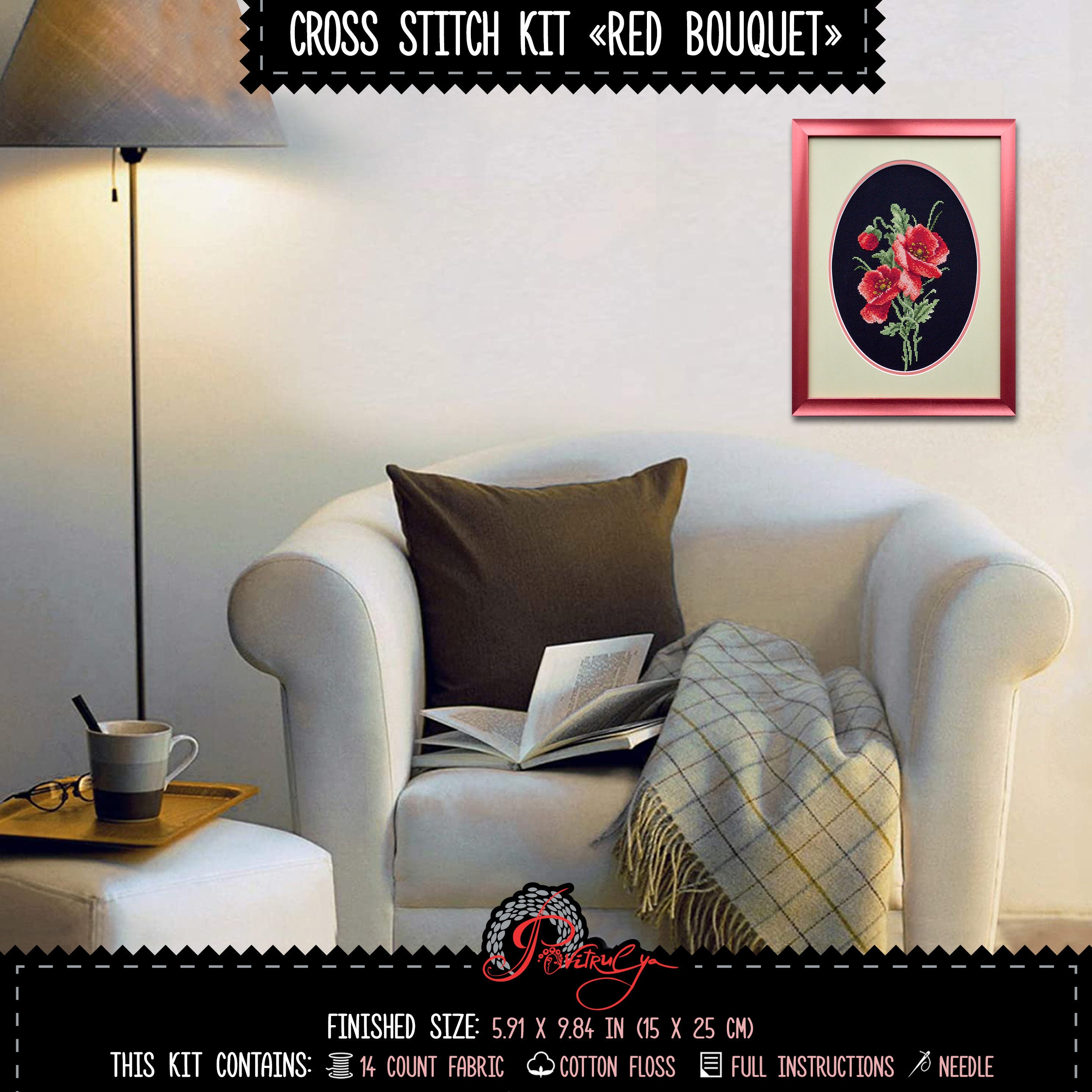 Red Poppies Bouquet Cross Stitch Kit Poppy Embroidery Kit for - Etsy