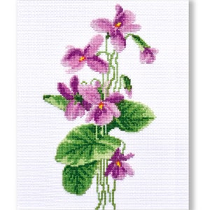 Purple Violets Cross Stitch Pattern, Spring Flowers Embroidery Design ...