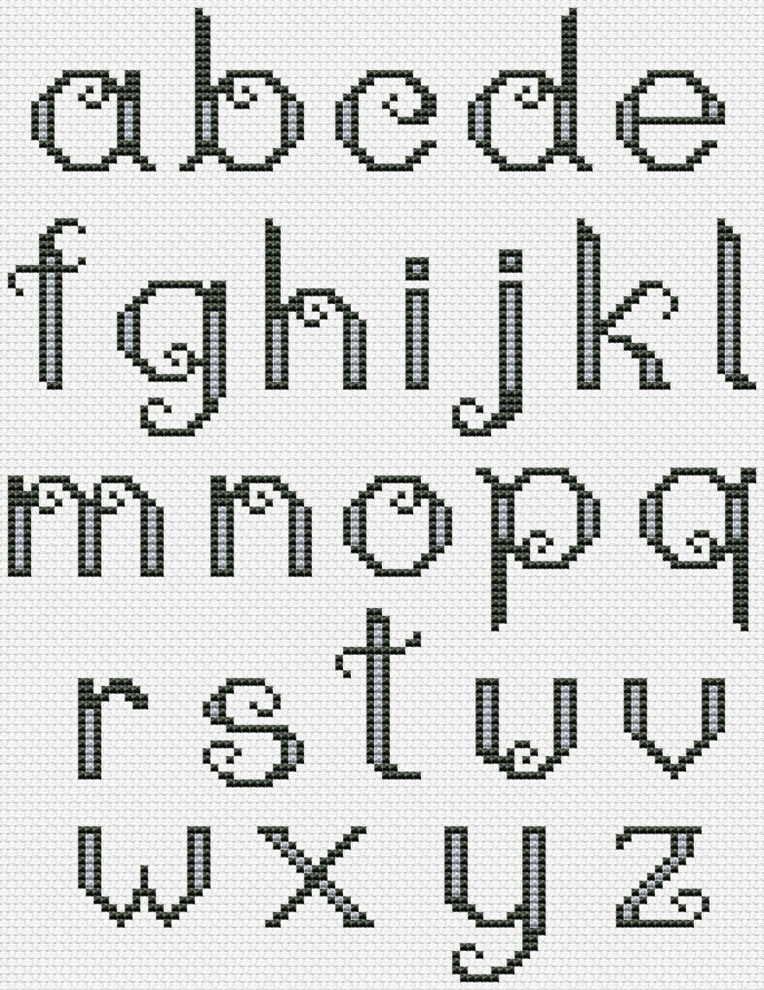 Lowercase Letters Cross Stitch Counted Pattern ABC Alphabet Embroidery
