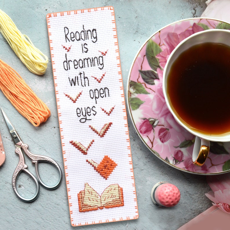 Reading is Dreaming With Open Eyes Bookmark Cross Stitch - Etsy