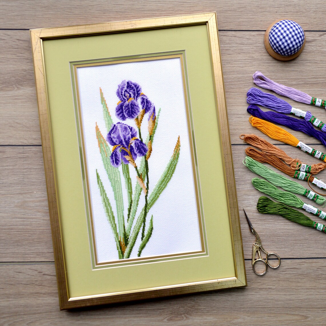 Blue Irises DIY Embroidery kit Flower Cross Stitch Kit | Etsy