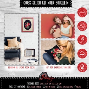 Red Poppies Bouquet Cross Stitch Kit, Poppy Embroidery Kit for ...