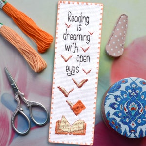 Reading is Dreaming With Open Eyes Bookmark Cross Stitch Pattern With ...