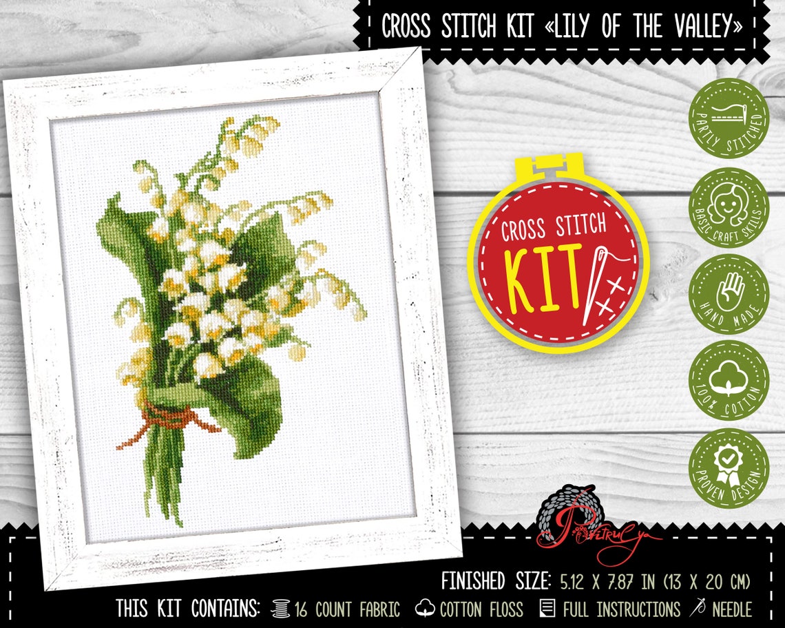 May Lily Cross Stitch Kit 'lily of the Valley' DIY - Etsy
