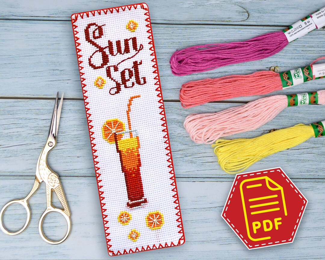 Bookmark Cross Stitch Pattern PDF Download "sunset" Fully Booked ...