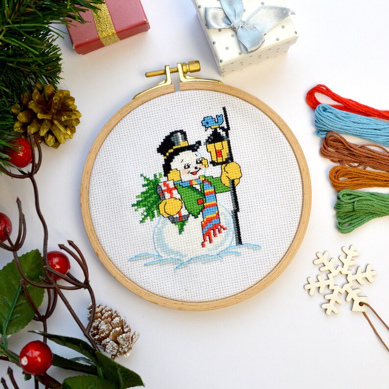 Christmas Snowman Cross Stitch Pattern Winter Holidays | Etsy