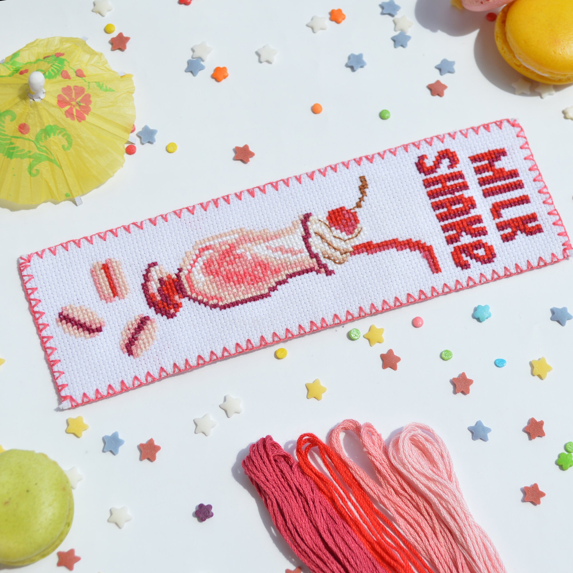 Bookmark Cross Stitch Pattern Milkshake Cocktail Summer | Etsy