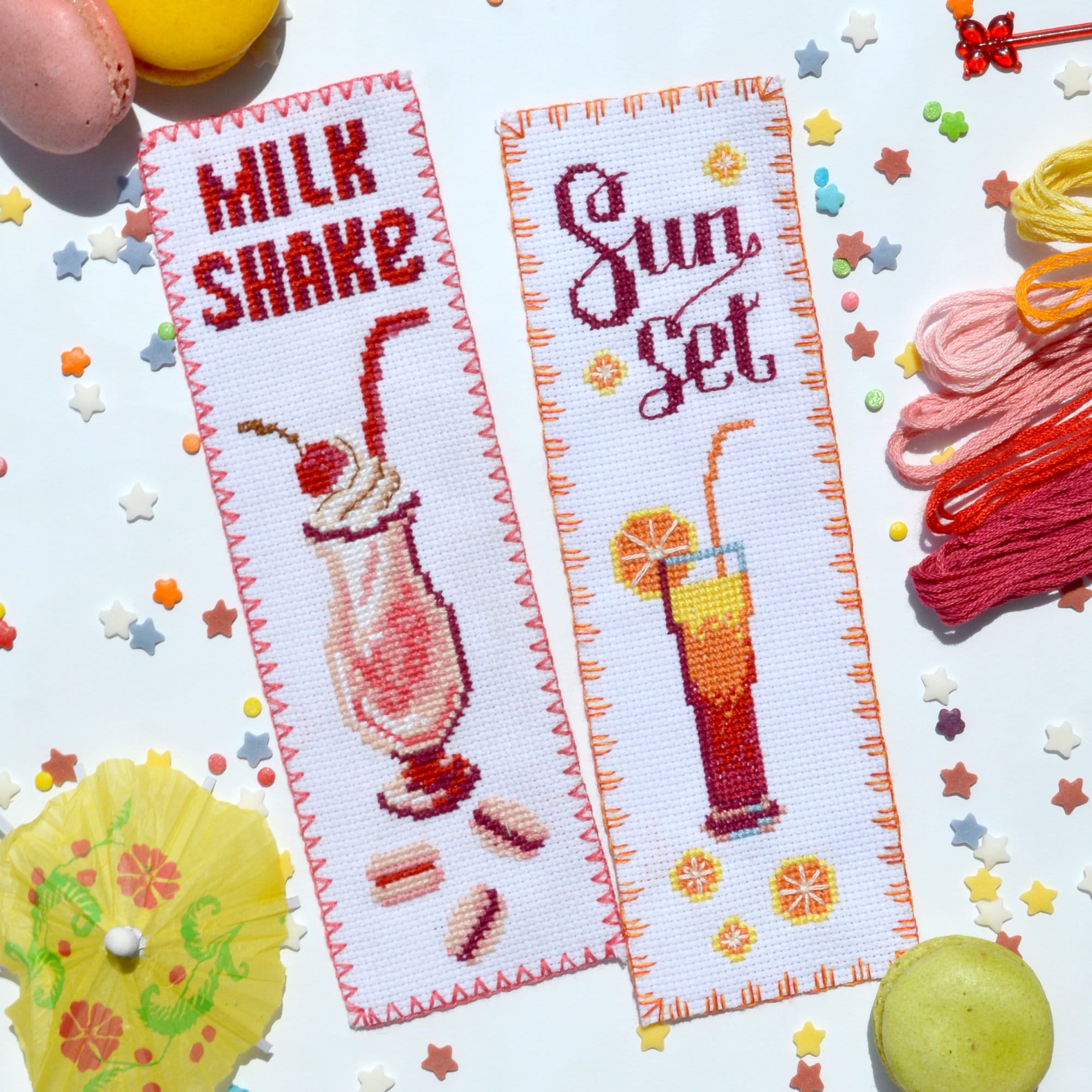 Bookmark Cross Stitch Pattern Milkshake Cocktail Summer | Etsy