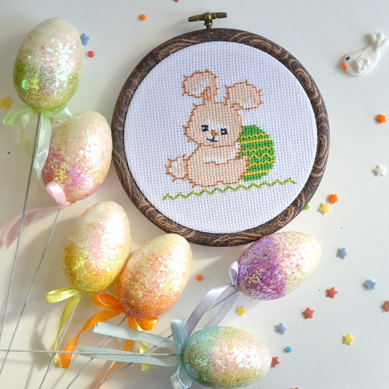 Counted Cross Stitch Easter Bunny Pattern DIY Wall Decor for - Etsy
