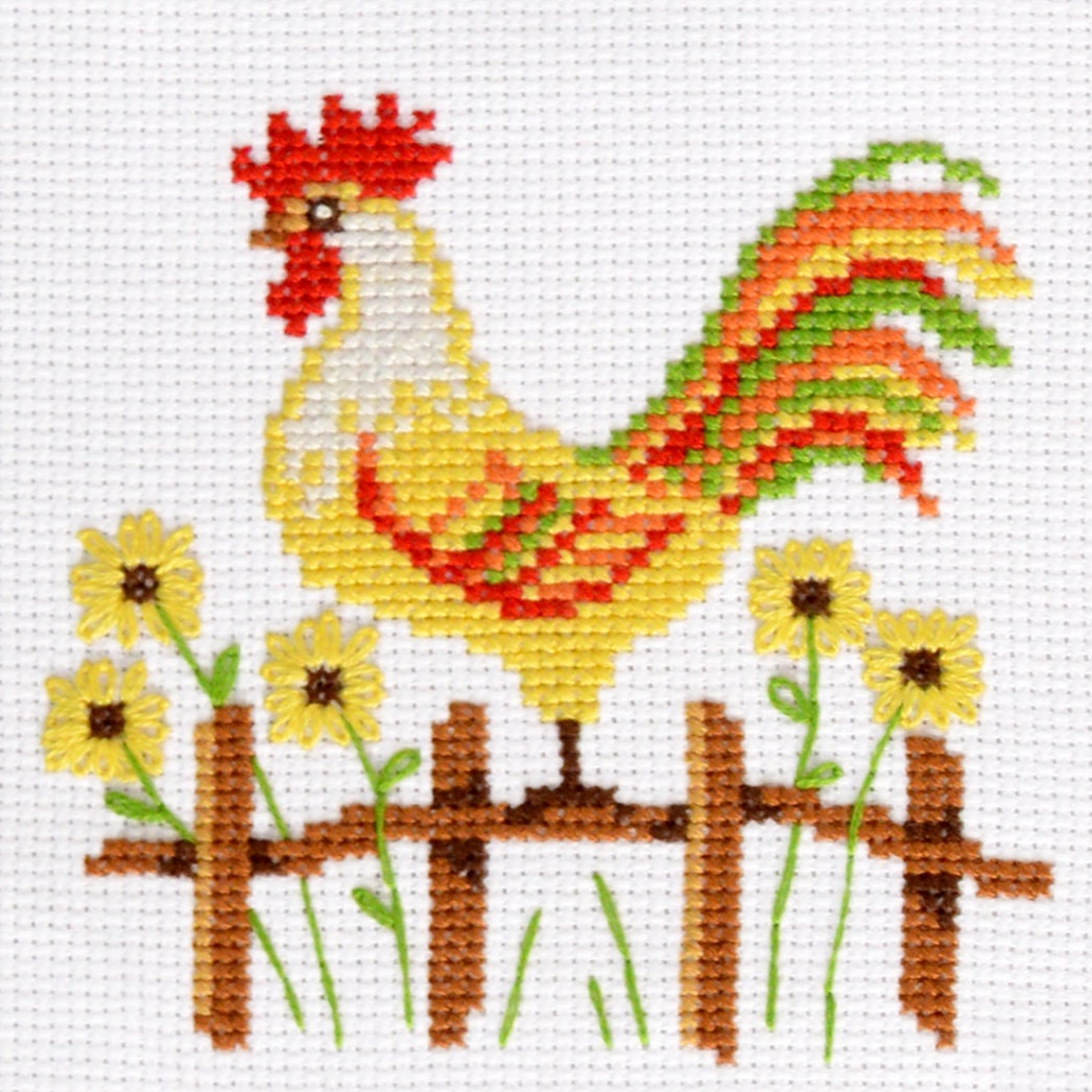 Rooster Cross Stitch Kit for Beginners Embroidery With Counted | Etsy