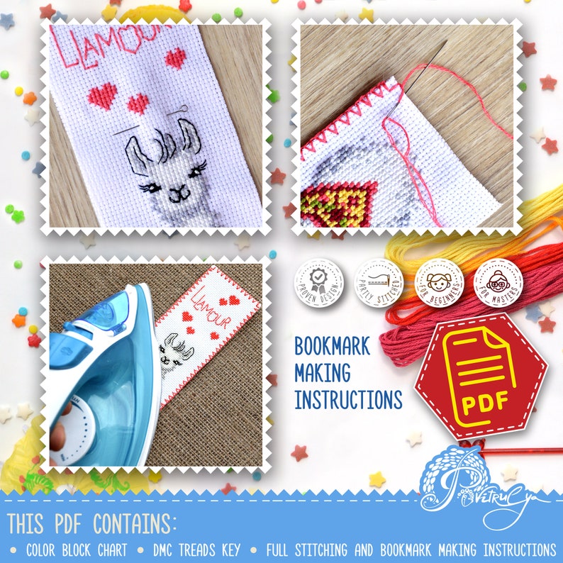 Summer Cross Stitch Cocktail Pattern for Bookmark blue - Etsy