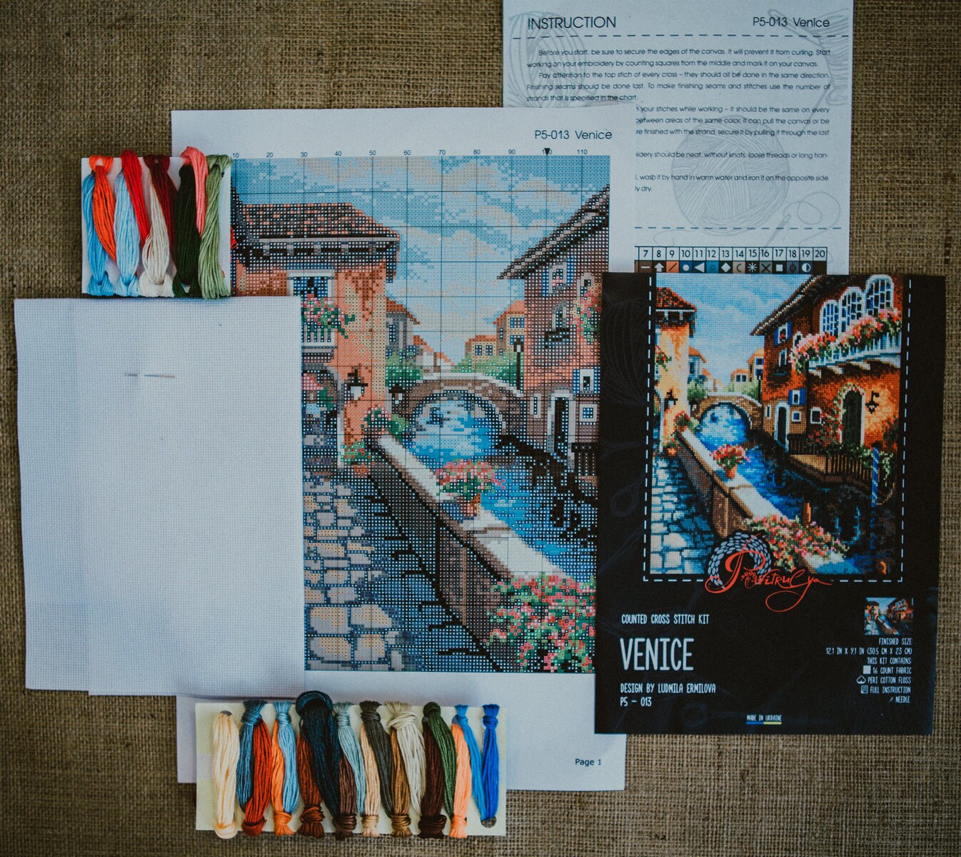 Modern counted cross stitch kit Venice Italian city landscape | Etsy