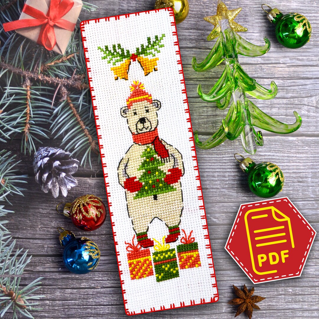 Polar Bear Cross Stitch Bookmark Pattern - Winter Wonderland Holidays ...