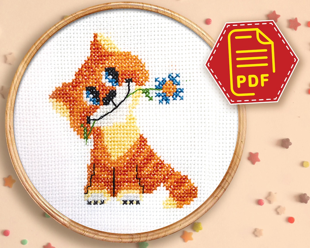 Orange Cat Cross Stitch Counted Pattern - Animal Embroidery Design for ...