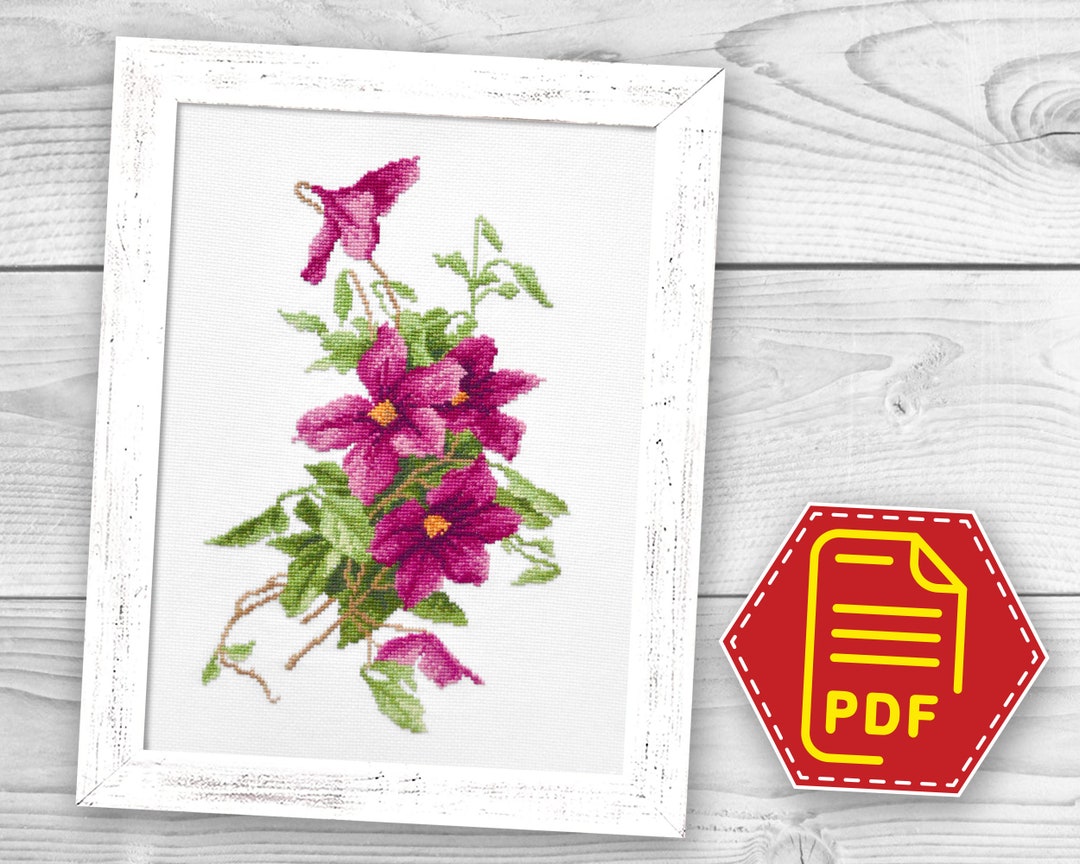 Starlight Flower Cross Stitch Pattern Floral Embroidery Design for ...