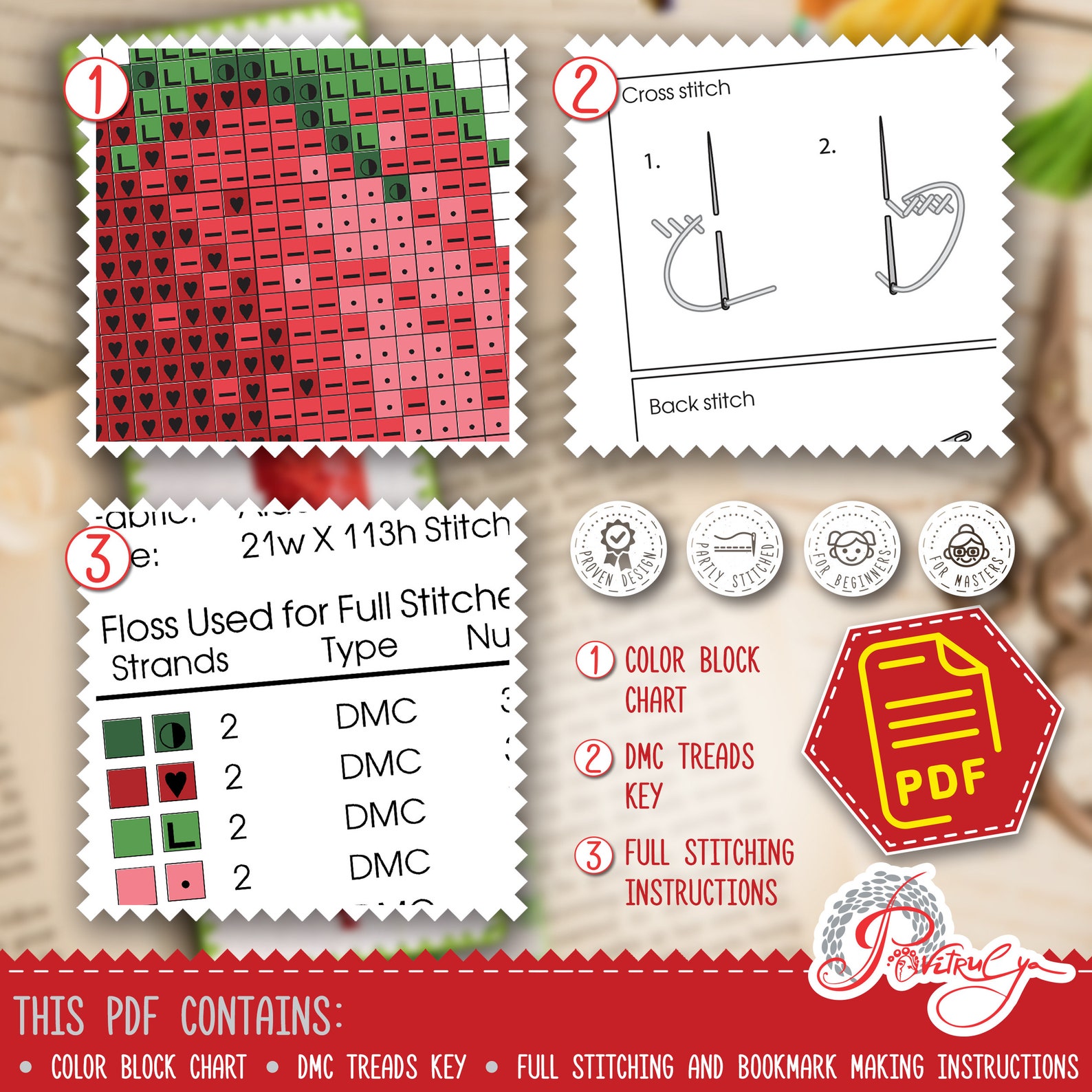 Cross Stitch Pattern Red Hot Chili Pepper, Bookmark Embroidery Design ...