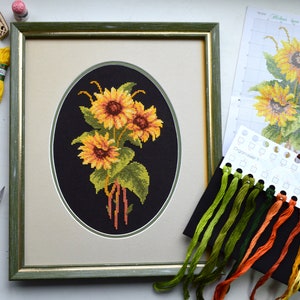Sunflower Bouquet Cross Stitch Kit, Summer Flowers Embroidery Kit With ...