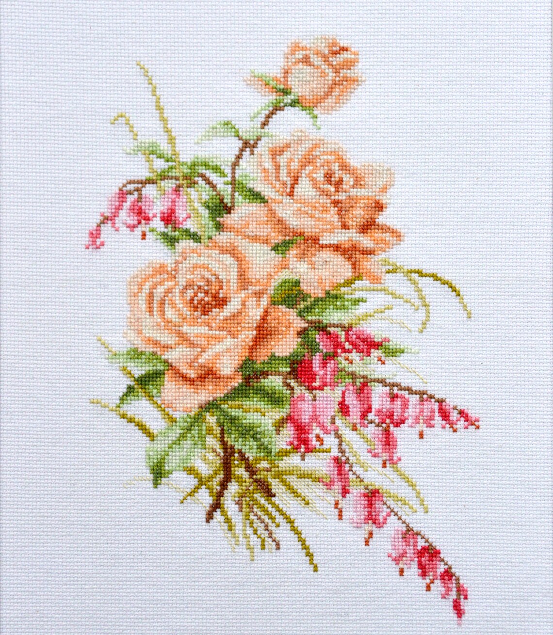 Pink Roses Cross Stitch Kit Flowers Embroidery Kit for | Etsy