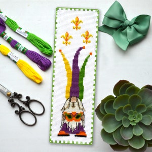 Mardi Gras Gnome Bookmark Cross Stitch Counted Pattern Download in PDF ...