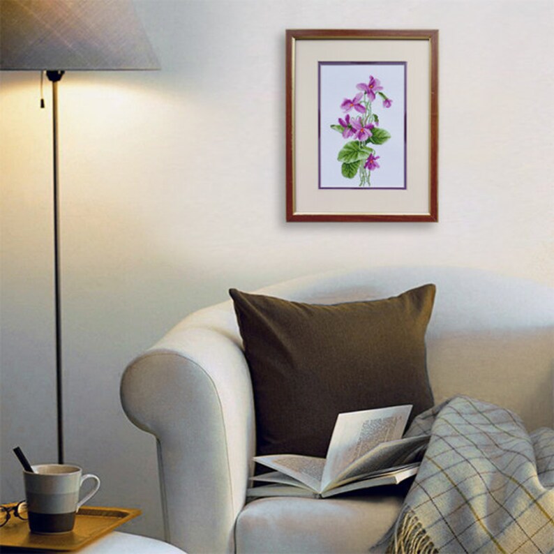 Purple Violets Cross Stitch Pattern, Spring Flowers Embroidery Design ...