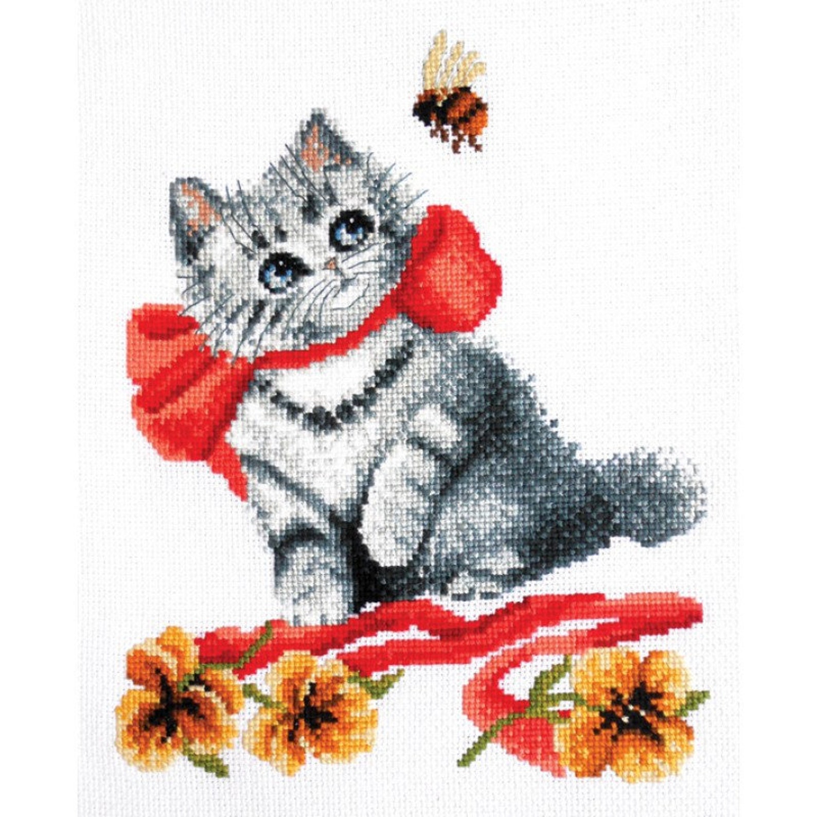 Kitten cross stitch kit Animal embroidery kit | Etsy