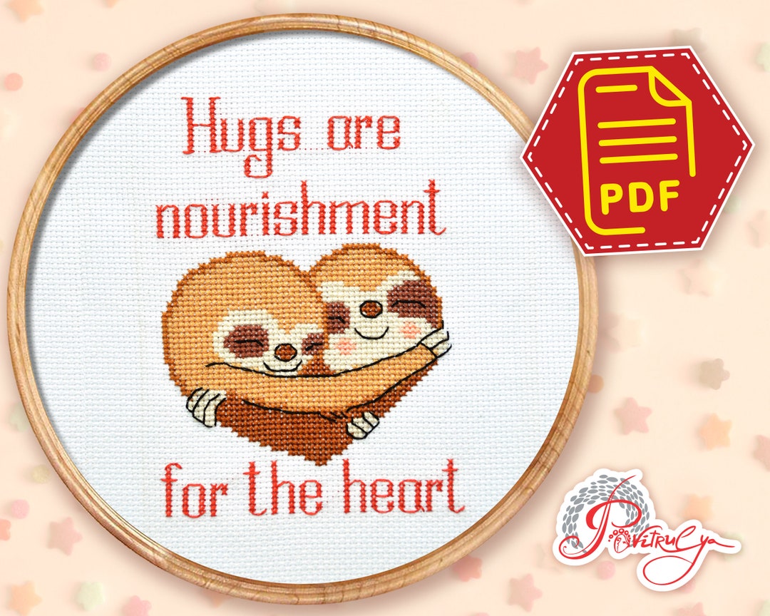 Counted Cross Stitch Cute Sloth Pattern 'sloths in Love' Animal ...