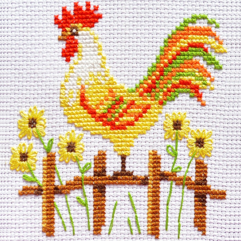 Rooster Cross Stitch Counted Pattern "cockerel", Cute Farm Animals ...