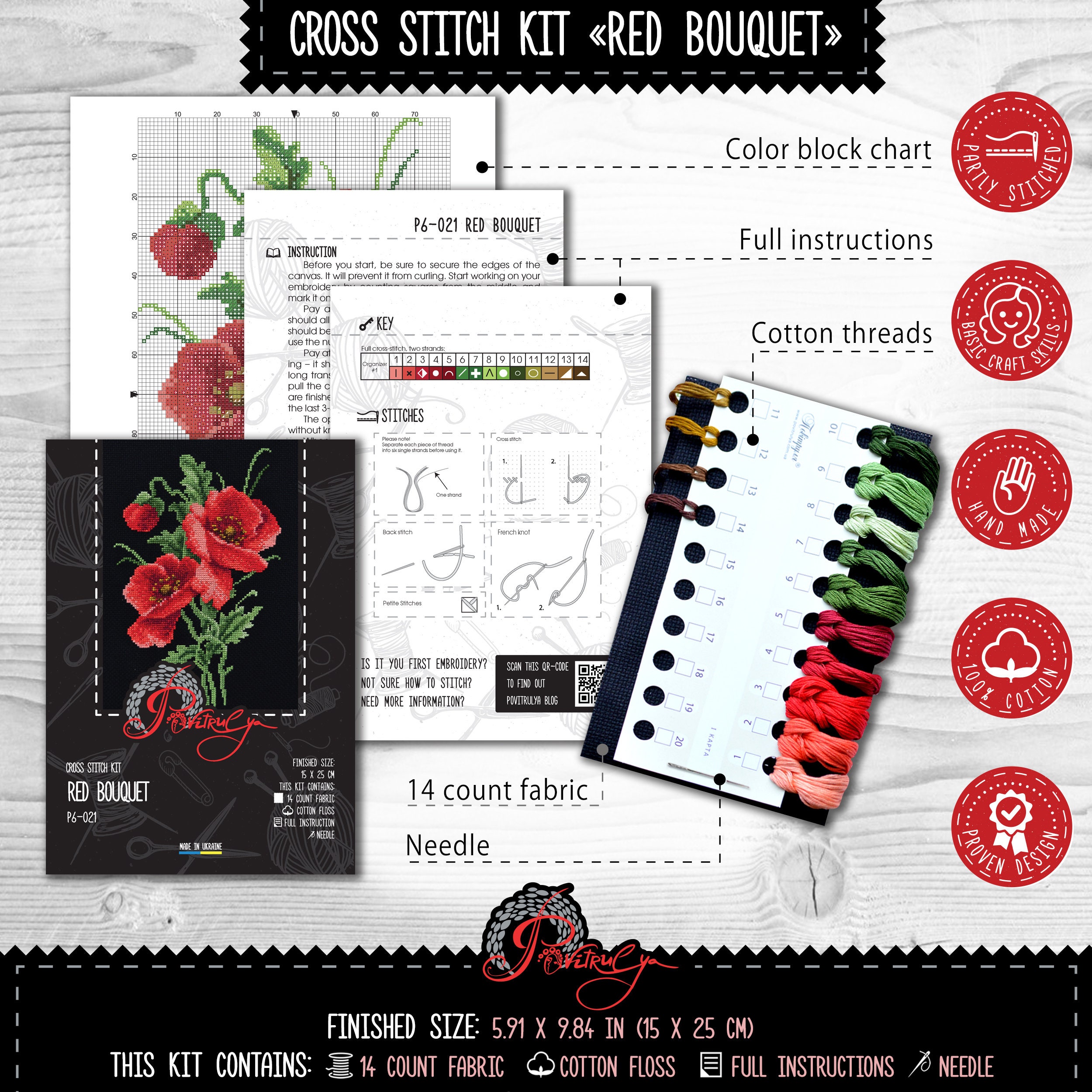 Red Poppies Bouquet Cross Stitch Kit Poppy Embroidery Kit for - Etsy