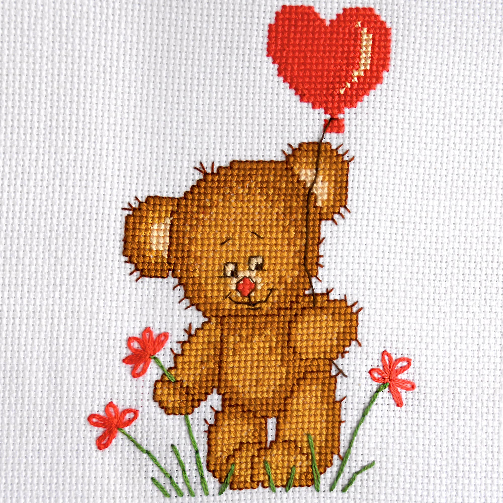 Osito punto de cruz para niños Felicidades Kit de bordado | Etsy España