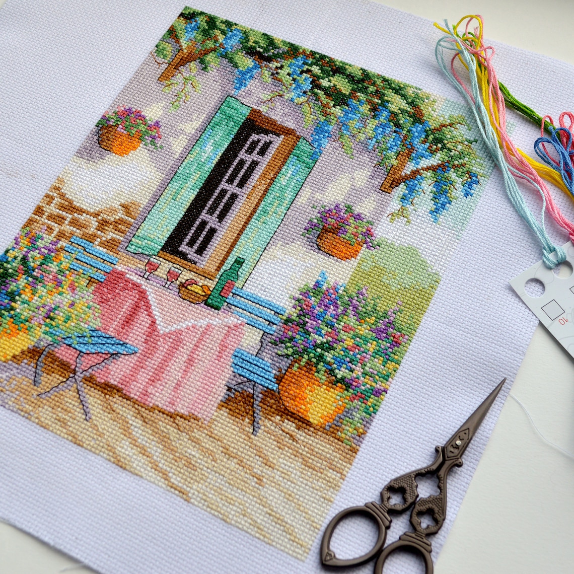 Cute Flower Garden Cross Stitch Pattern Summer Landscape | Etsy