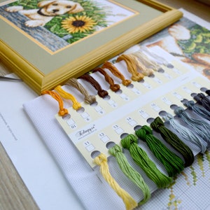 Dog Cross Stitch Kit Golden Retriever Cute Puppy Counted - Etsy