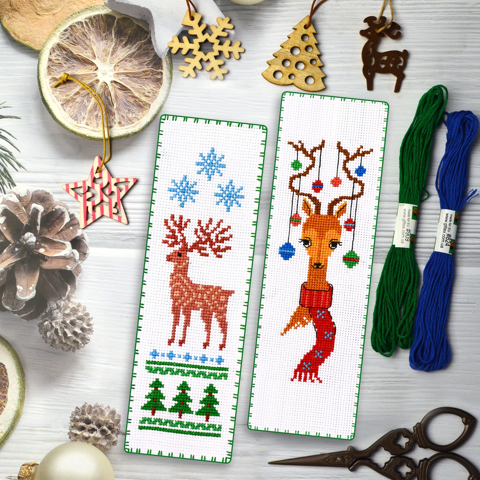 Santa's Reindeer Christmas Cross Stitch Bookmark Pattern - Winter ...
